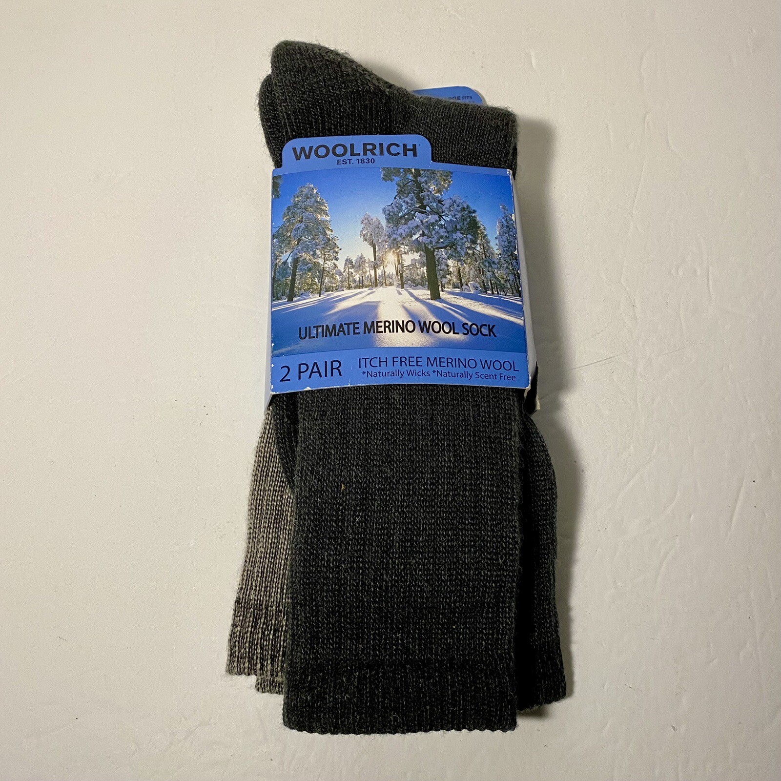 WOOLRICH Unisex Size Large 2 Pair Ultimate Itch Free Merino WOOL Warm ...