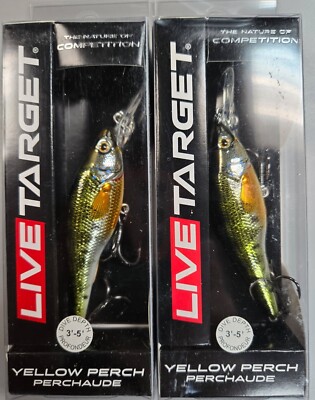 2- Live Target Yellow Perch 2-7/8" runs 3'-5' Metallic Gloss crankbait ...