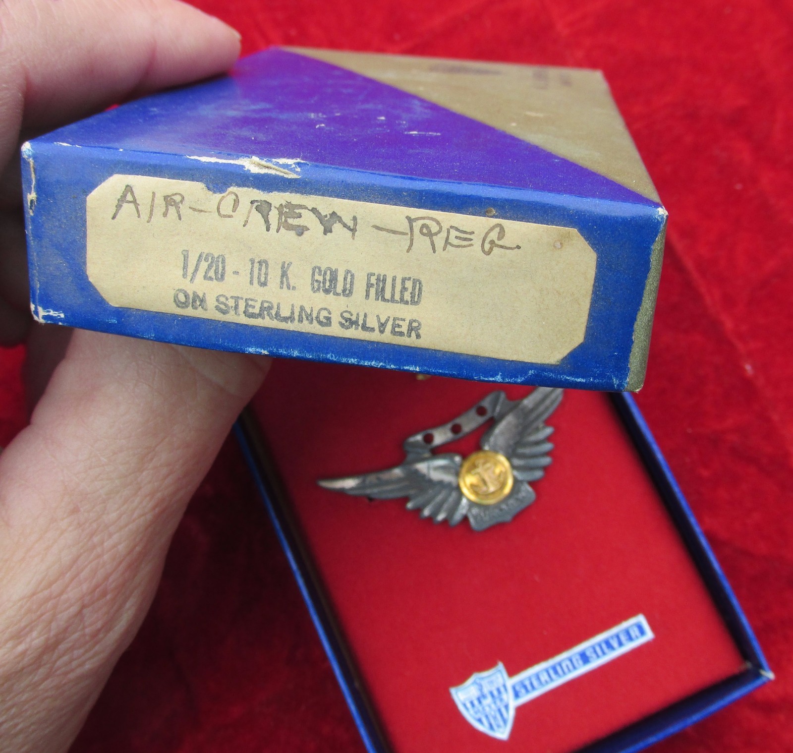 WW 2 US Navy Air crew wing w/ 3 stars pin back Original box N S Meyer ...