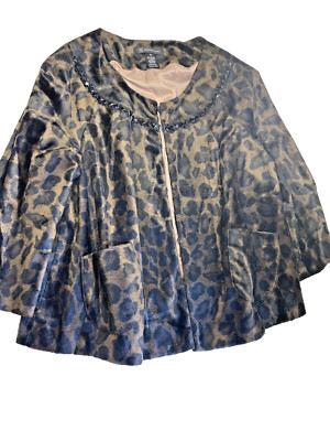 INC Leopard Faux Fur Shell Beaded Short Jacket Woman's Size XL | eBay