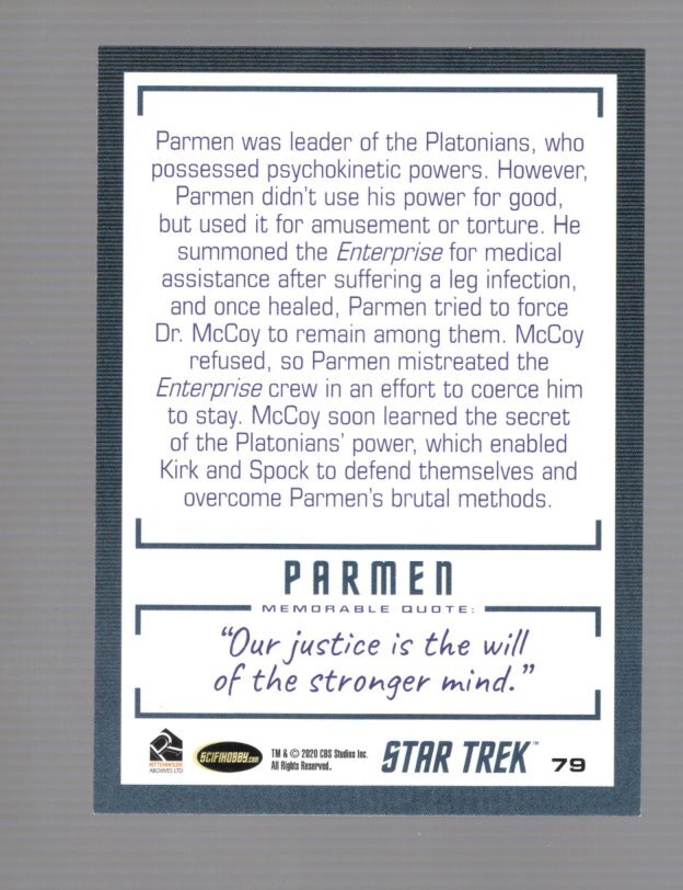 2020 STAR TREK TOS ARCHIVES & INSCRIPTIONS PARMEN #79 VARIATION #23 OF ...