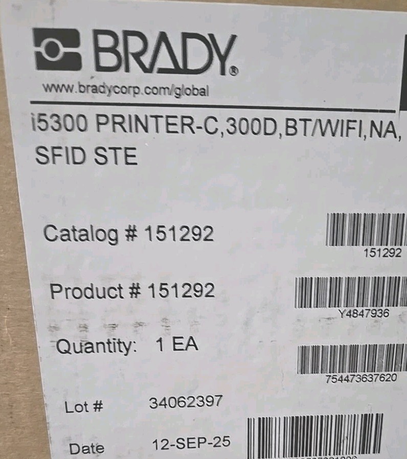 Brady I5300 151292 Desktop Printer, Single Color, 300 Dpi | eBay