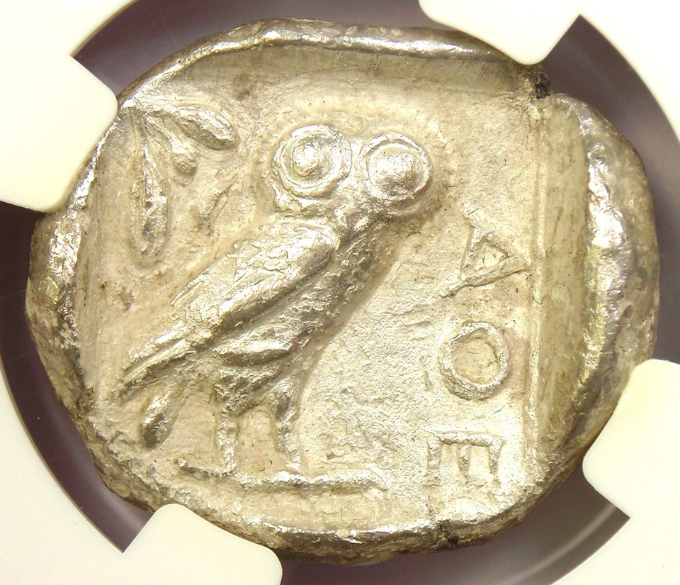 Ancient Athens Greece Athena Owl Tetradrachm Silver Coin 440-404 BC ...