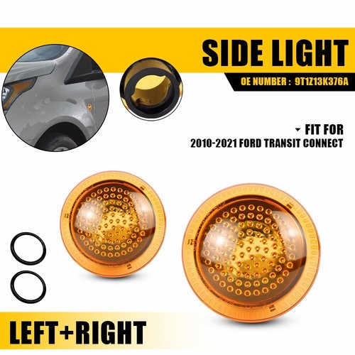 Amber 2PCS Lens Side Marker Fender Repeater Light For Transit Ford ...