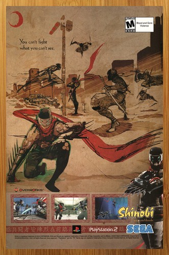 2002 Shinobi PS2 Playstation 2 Vintage Print Ad/Poster Ninja Japanese ...