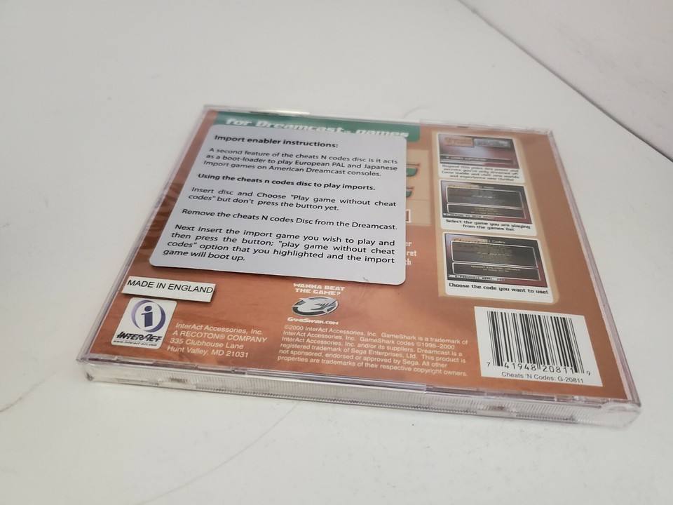 NEW Cheats 'N Codes Converter for Sega Dreamcast Play European & Japan ...