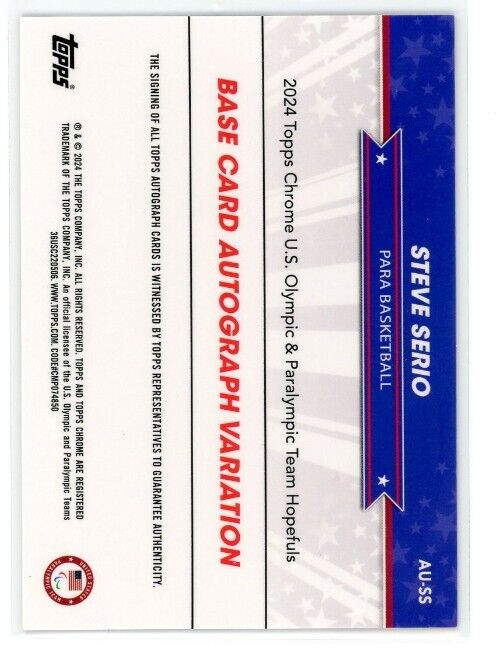 2024 Topps Chrome Olympics USA Refractor /76 Steve Serio Auto No. 7 ...