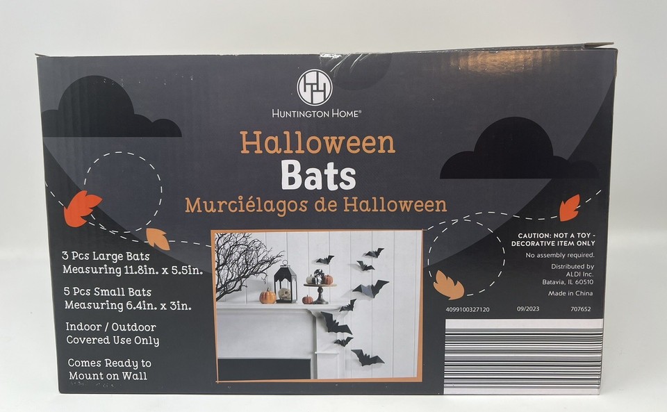 Huntington Home Aldi Halloween Bats Indoor Outdoor 8 Pieces Spooky ...