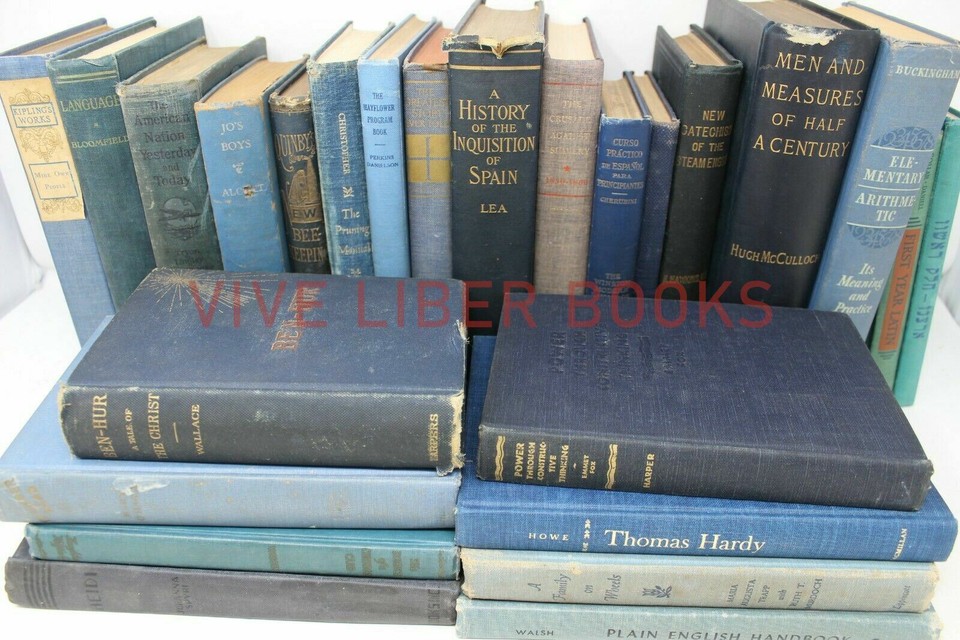 Lot of 5 BLUE / Shades of blue Old Vintage Antique Rare Hardcover ...