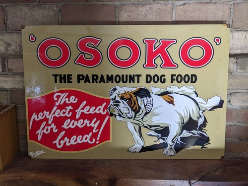 LARGE VINTAGE 1960'S OSOKO DOG FOOD HEAVY METAL PET SIGN 20" X 30" | eBay