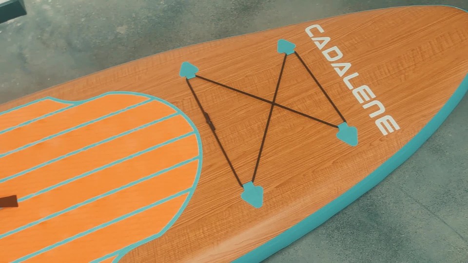 CADALENE 10ft Inflatable Stand Up Paddle Board Large Wide Wooden SUP ...