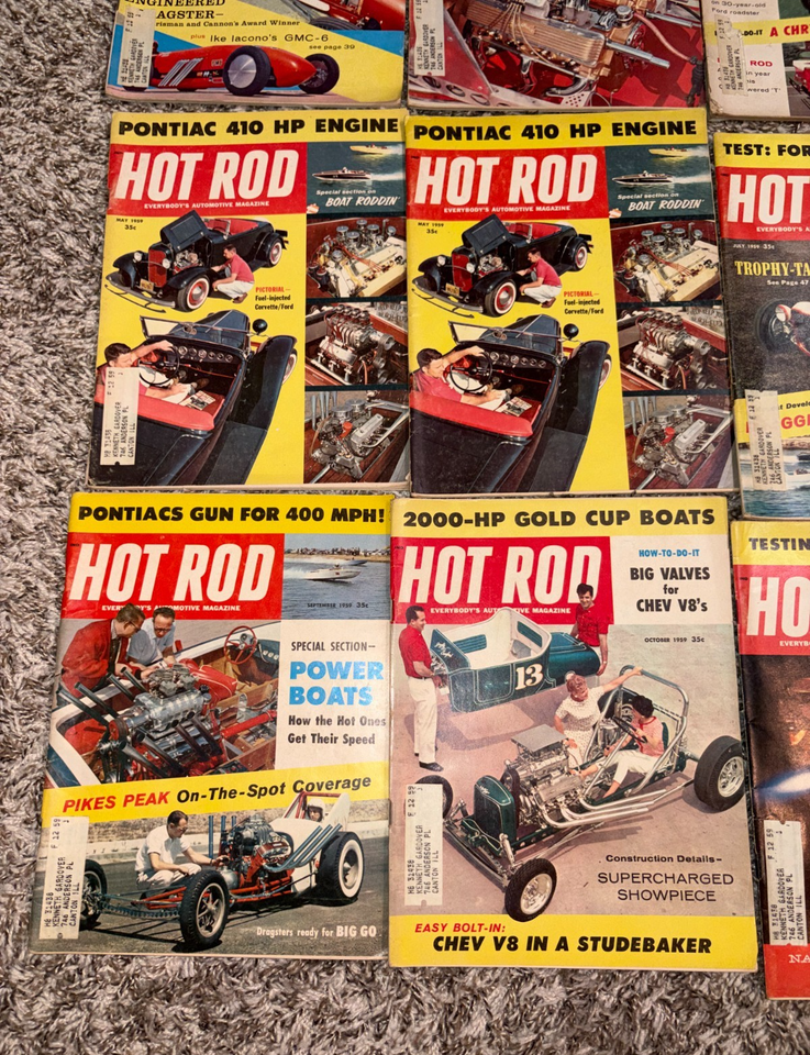 Lot of (12) Vintage Hot Rod Magazines January 1959 - December 1959 Good ...