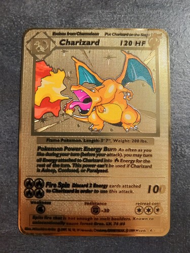 Card Pokemon Charizard Dracaufeu 1995 First Édition Gold Metal | eBay