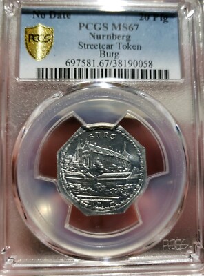 20 Pfennig PCGS MS67 Germany Notgeld Nürnberg Streetcar Burg Superb Gem ...