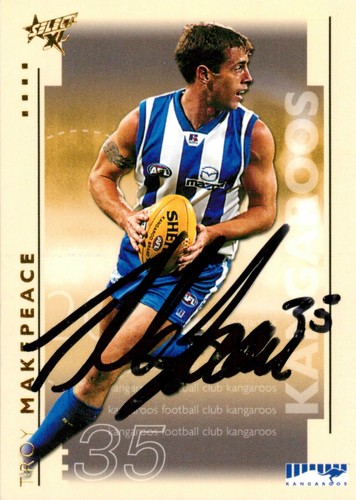 Signed 2003 NORTH MELBOURNE KANGAROOS AFL Card TROY MAKEPEACE | eBay