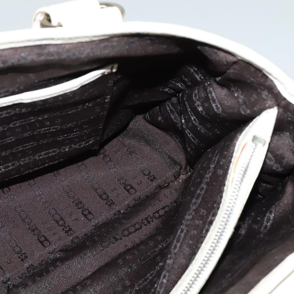 CELINE Hand Bag Straw Leather Beige Silver Auth 122443 | eBay