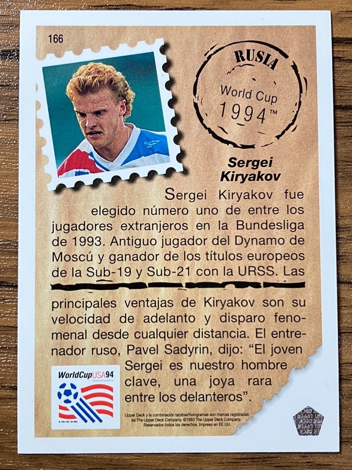 Upper Deck 1993 World Cup USA Soccer Card #166 Sergei Kiryakov Russia | eBay