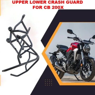 "UPPER & LOWER CRASH GUARD WITH SLIDER, BLACK" FIT FOR HONDA CB 200X | eBay
