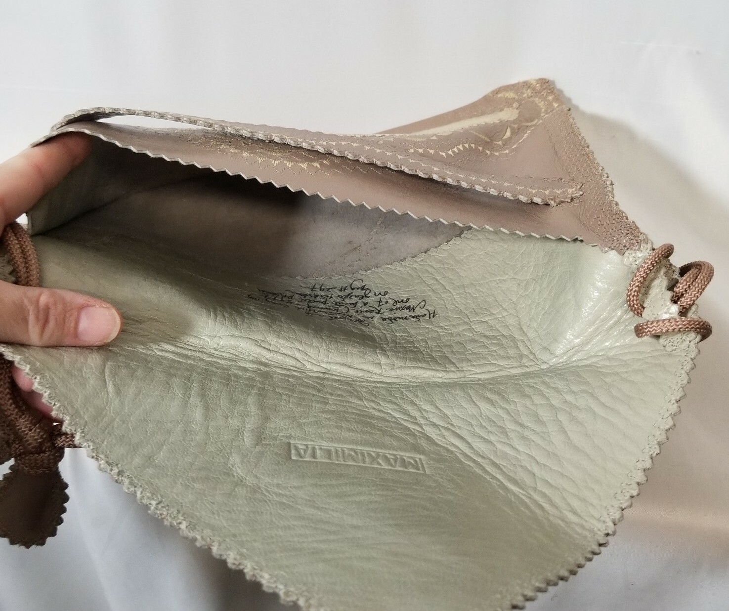 Vtg 1977 Maximilia Maxine Renee Clement OOAK Taupe Leather Envelope ...