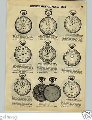 1928 PAPER AD Chronograph Pocket Watch Guinand Gallet Timer Split ...