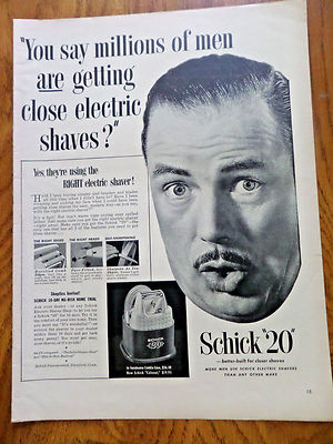 1953 Schick 20 Electric Shaver Ad | eBay