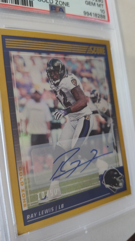 Ravens Ray Lewis Autograph 2024 Score #290 Gold Zone Signature 10/50 ...