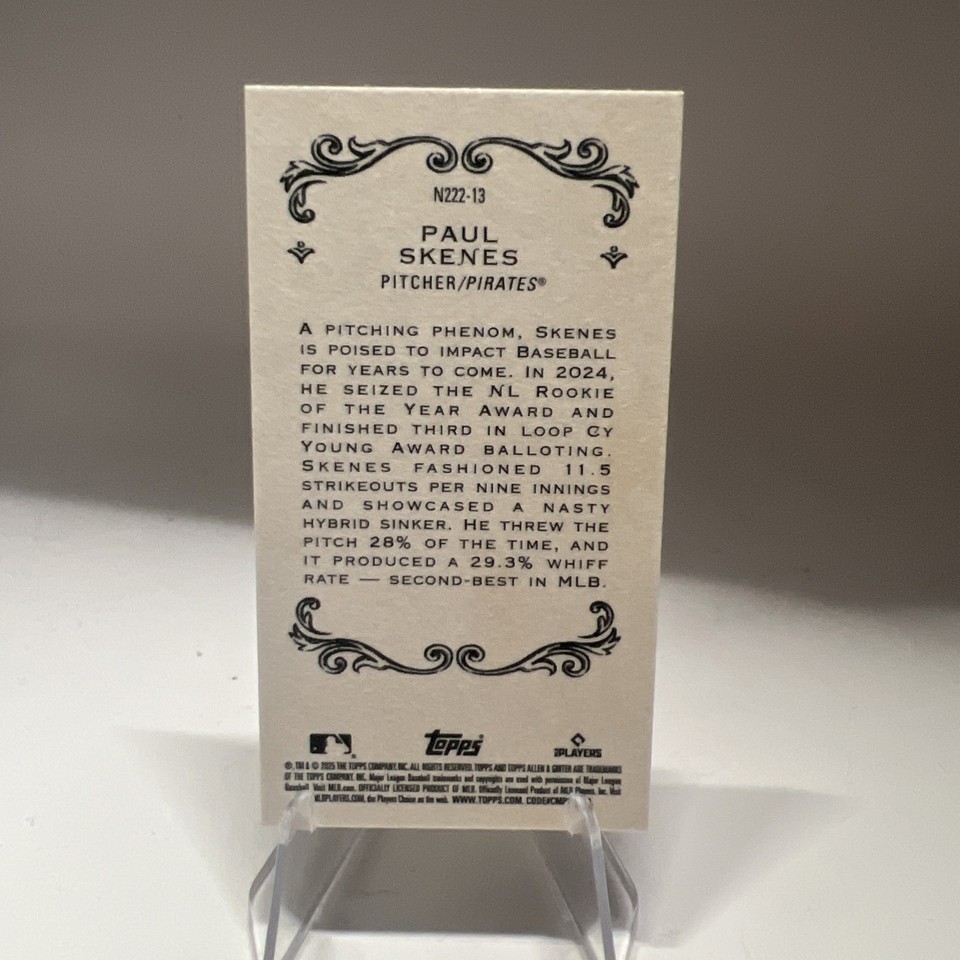 2025 Topps Allen & Ginter-Paul Skenes 1889 N22 Mini #N222-13, Pirates ...