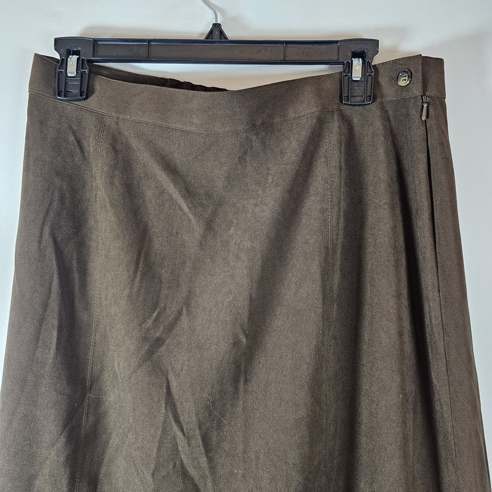 Talbots Skirt Petite 14 14P Faux Suede Brown Maxi A-line Skirt Stretch ...