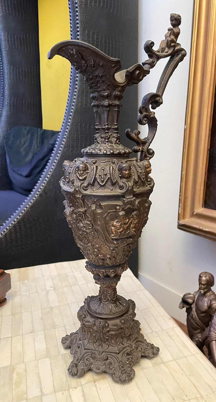 Large Antique Cast Ewer/Pitcher Clock Garniture | eBay