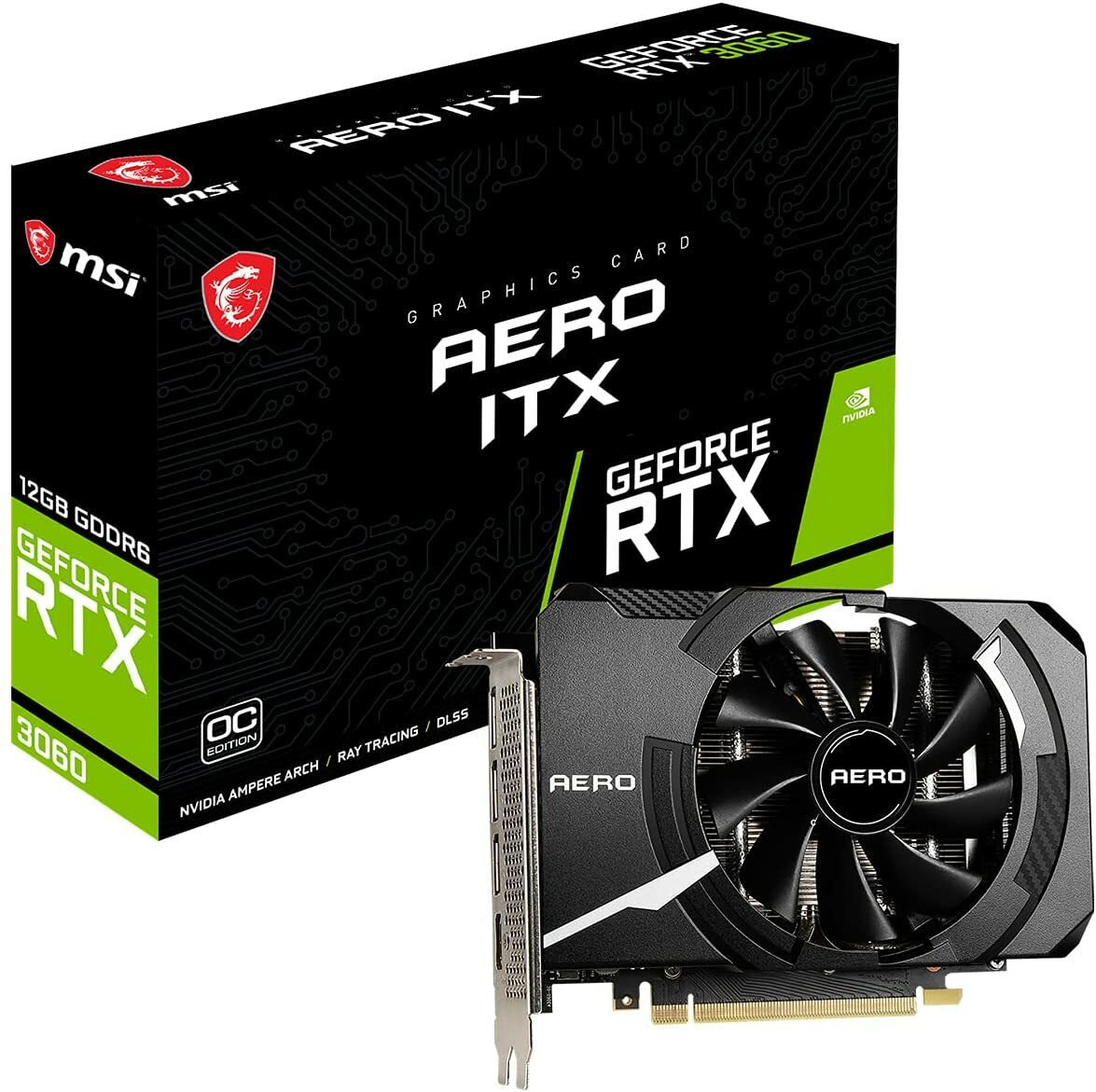 MSI GeForce RTX 3060 AERO ITX 12G OC GDDR6 LHR Graphics Card MSI GeForce RTX 3060 AERO ITX 12G OC GDDR6 LHR Graphics Card