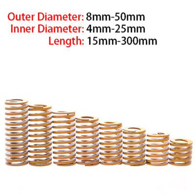 Yellow OD 8mm - 50mm Compression Spring Heavy Duty Stiff Heavy Load Die ...