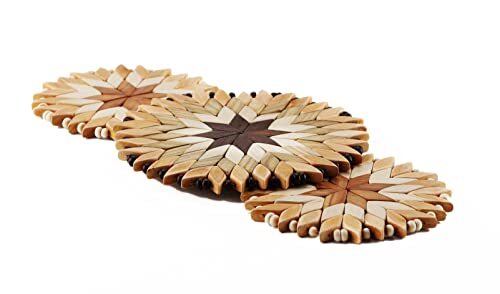 Set Of 3 Small Handmade Wooden Trivets For Hot Dishes Two 6" And One 7 ...