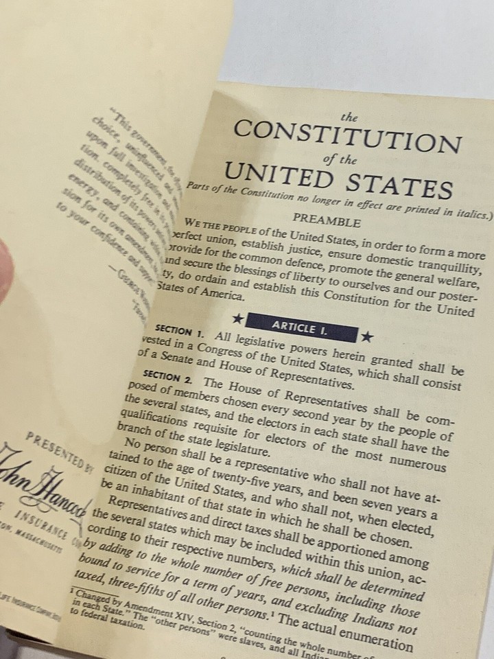 THE CONSTITUTION PREAMBLE MINI BOOK JOHN HANCOCK MUTUAL LIFE INSURANCE ...