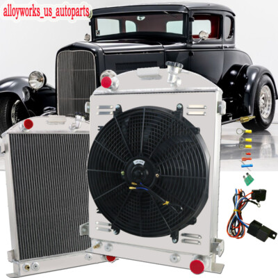 For 1930-1938 31 32 Ford High Boy Coupe V8 Engine 4 Row Radiator Shroud ...