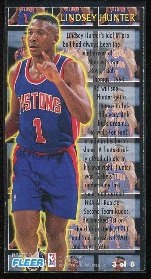 1994 Fleer Tall Boy Lindsey Hunter #3 Detroit Pistons NBA Jam Session ...