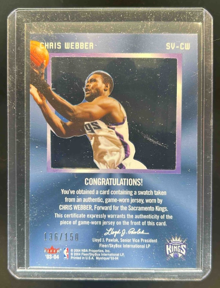 2003-04 Fleer Mystique Chris Webber Skyview Jerseys (150) Jersey #/150 ...