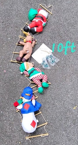 Vtg Santa Reindeer Elf Snowman Climbing Rope Ladder 10' Nylon Christmas ...