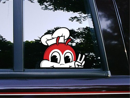 Cute Jollibee Peace Peek Peeker Peeking Window Vinyl Car Decals ...