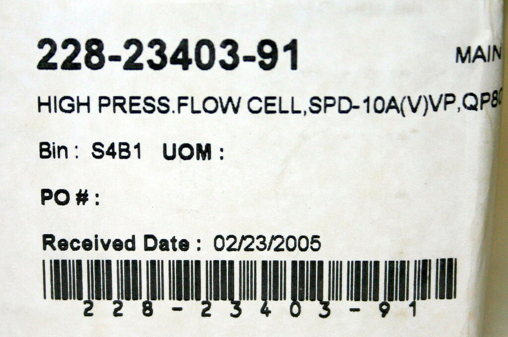 SHIMADZU HIGH PRESSURE FLOW CELL FOR SPD-20A/AV/10A(V)VP, QP8000, 228-234003-91 | eBay