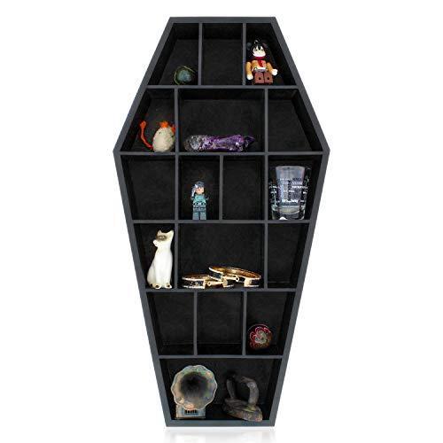 Gothic Curiosities Curio Coffin Shelf - Wooden Goth Decor for Display ...