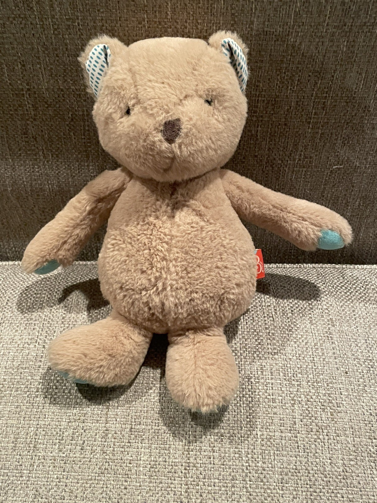 B Softies Teddy Bear Plush Cara-Mellow 12" Brown Blue Paws Stuffed ...