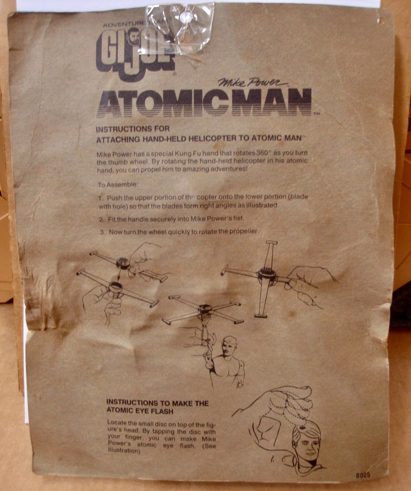 Vintage 1975 Hasbro GI Joe Atomic Man Mike Powers 12" Action Figure MOC ...