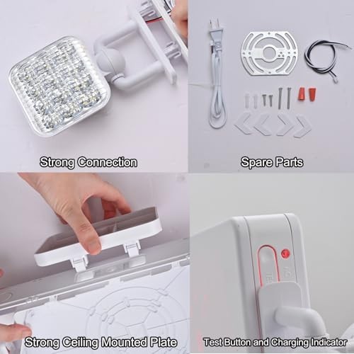 Red Exit Sign with Emergency Lights 200lm 3H Battery Backup Plug-In for ...