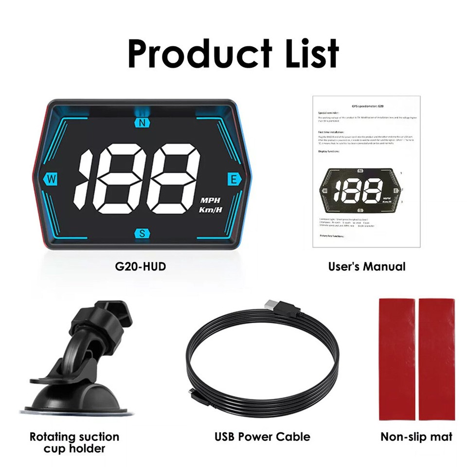 Universal Car Digital GPS Speedo Speed MPH KMH HUD Head Up Display ...