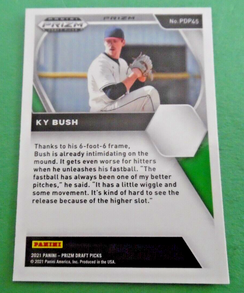 Ky Bush 2021 Panini Prizm #PDP45 Blue Velocity Draft Pick Baseball Card ...