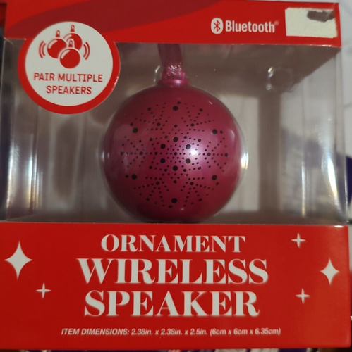Vivitar Bluetooth Christmas Ornament Wireless Speaker Pink 2.38"2.38"2. ...