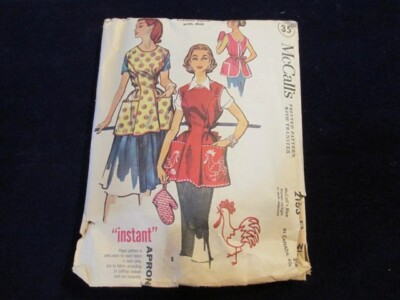 1957 McCall's Sewing Pattern #2133 Cobbler Apron Mitt Sz Small 10-12 ...