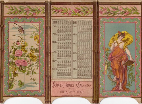 A 321 1883 VICTORIAN 3 FOLD STAND UP CALENDAR TRADE CARD | eBay