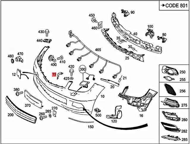 Mercedes-Benz 2048850716 Genuine OEM Bumper Cover Reinforcement for ...