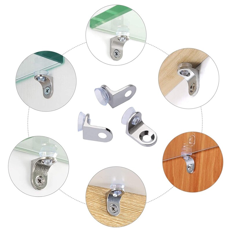 30 Pieces Glass Shelf Bracket with Sucker Glass Shelve Support Right ...